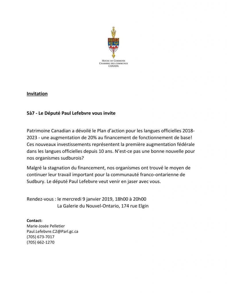 Invitation: 6 à 8 le député Paul Lefebvre vous invite | Qui fait quoi ...